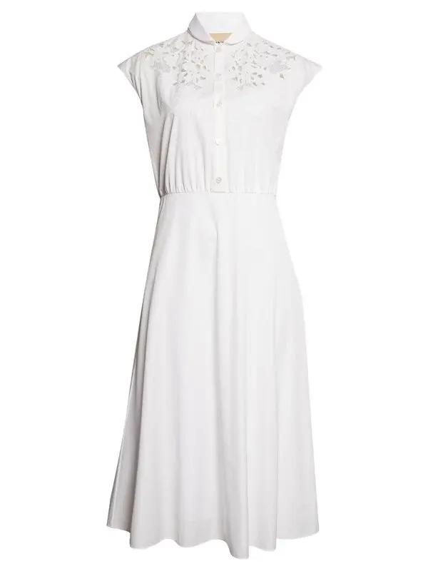 Valentino Garavani Embroidered Eyelet Cotton Midi Dress - White