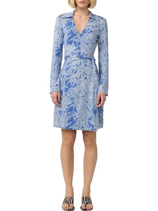 Diane Von Furstenberg Long Sleeve Silk Wrap Dress - Fuji Dusk Blue