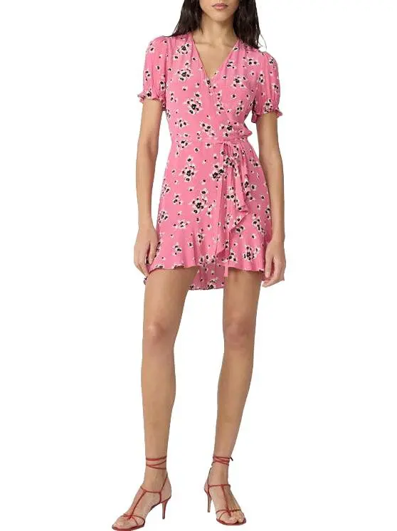 Diane Von Furstenberg Emilia Floral Wrap Dress With Puff Sleeves - Island Orchid