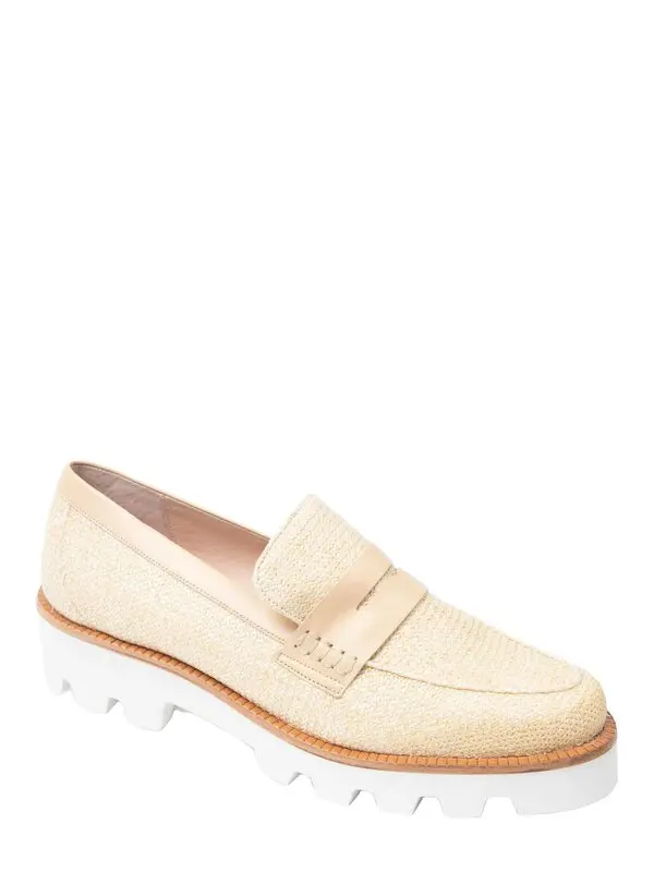 PATRICIA GREEN Vince Lug Sole Penny Loafer - Beige Raffia