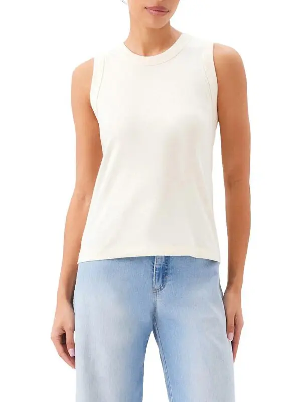 Karen Kane Crewneck Rib Tank - Cream