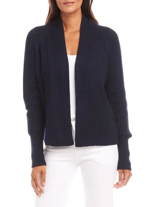 Karen Kane Rib Crop Cardigan - Navy