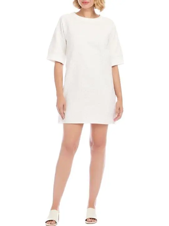 Karen Kane Embellished French Terry Shift Dress - Off White