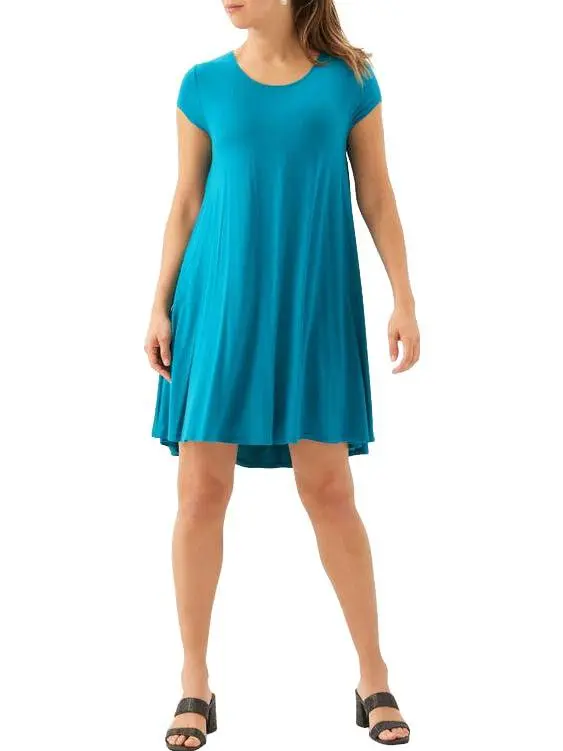 Karen Kane Maggie Cap-sleeve Trapeze Dress - Teal