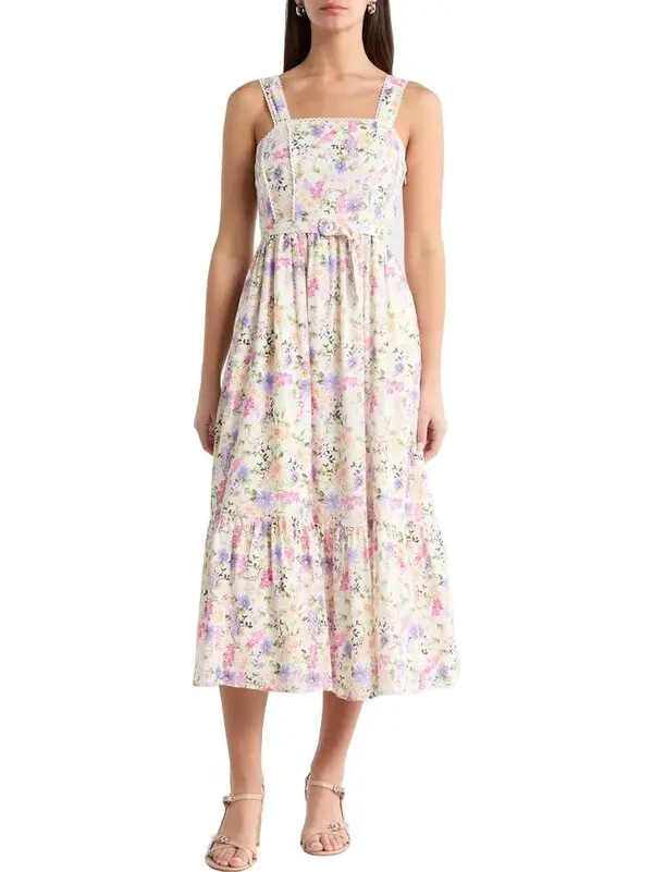 CECE DUPRAZ Floral Print Midi Sundress - New Ivory
