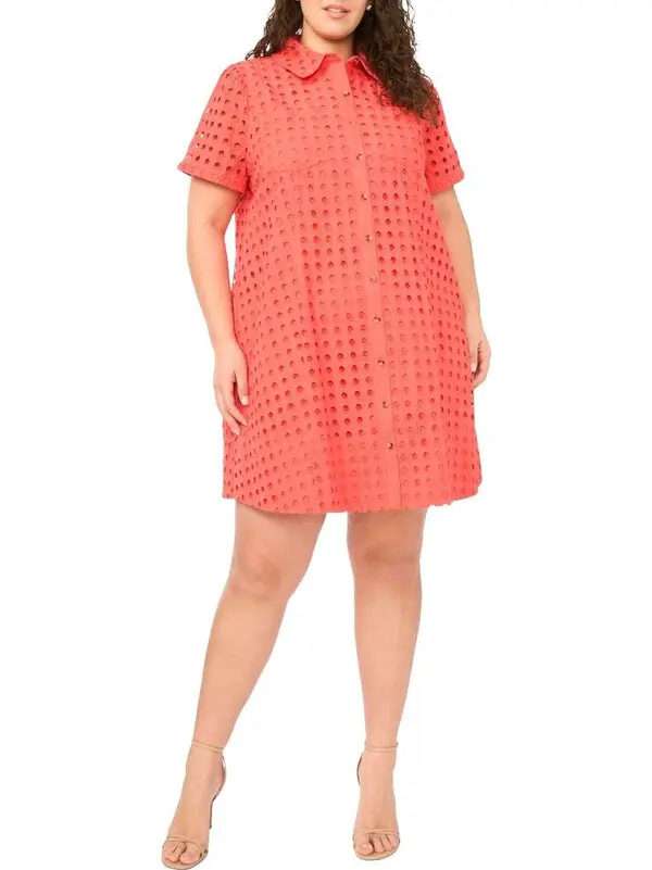 CECE DUPRAZ Eyelet Cotton Shirtdress - Cayenne