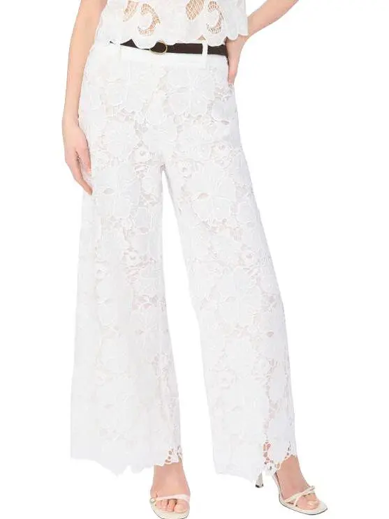 Vince Camuto Floral Lace Wide-leg Pants - Ultra White