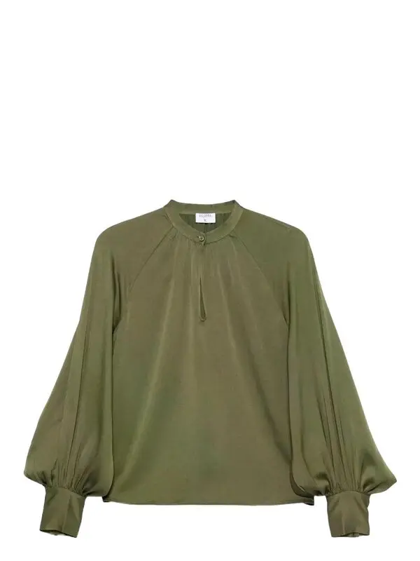Filippa K Bishop-sleeve Satin Blouse - Green
