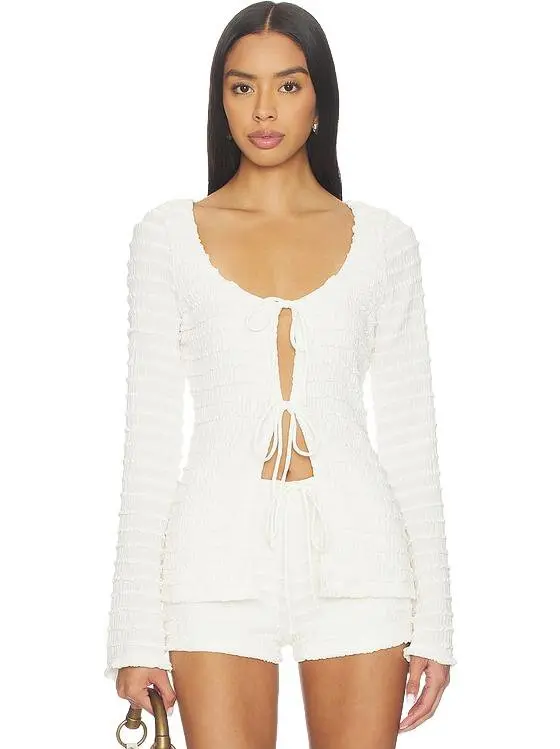 SEVEN WONDERS Adalee Ruffle Texture Top - White