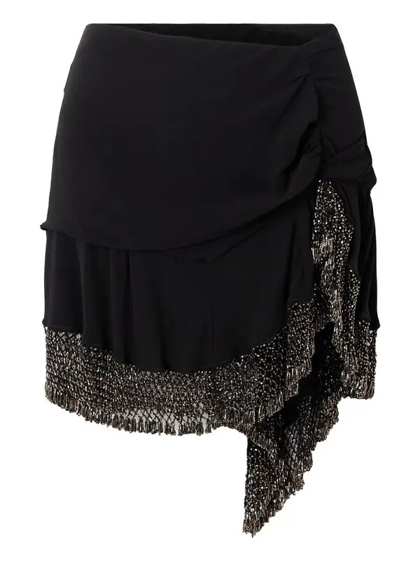 Isabel Marant Enaya Bead-embellished Silk-georgette Mini Skirt - Black