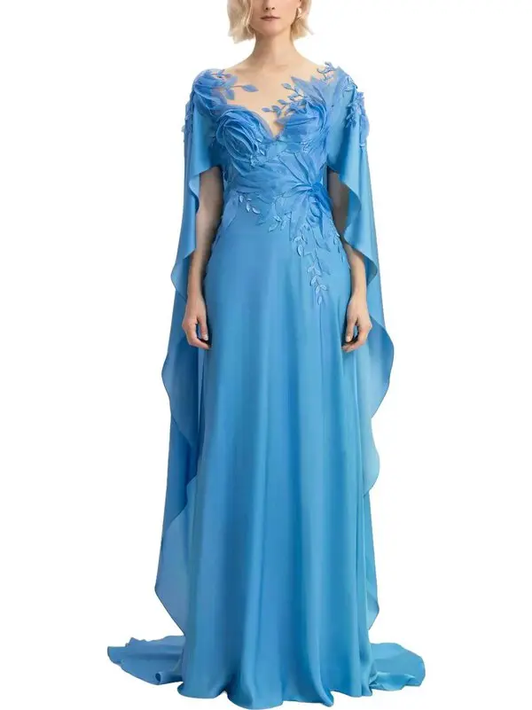GEMY MAALOUF Ruffled Cape Dress - Blue