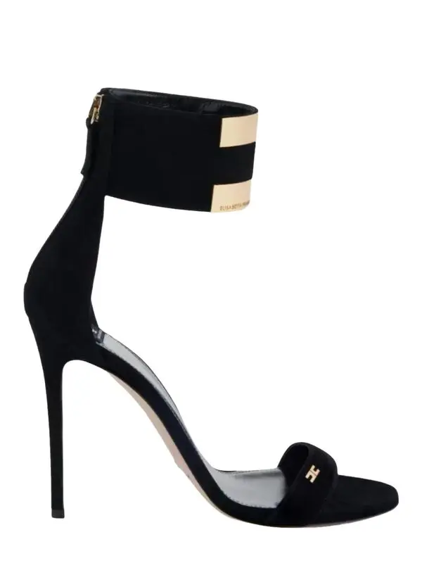 Elisabetta Franchi Logo-embellished Suede Sandals - Black