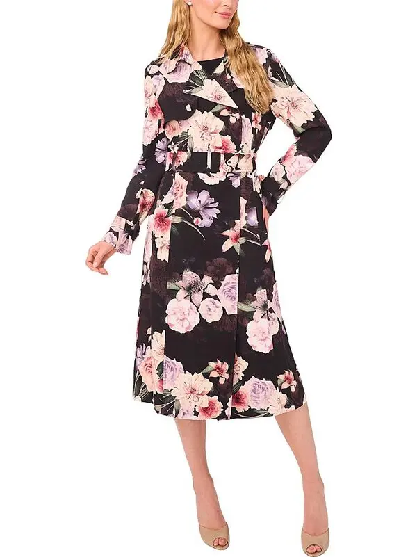 Ted Baker London Floral Printed Trench Coat - Coral Pink