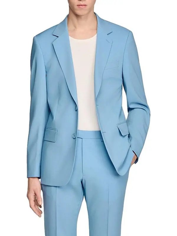 Sandro Wool Suit Jacket - Sky Blue