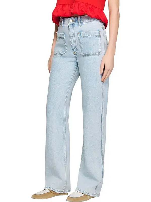 Sandro Straight Leg Denim Jeans - Light Blue Jean
