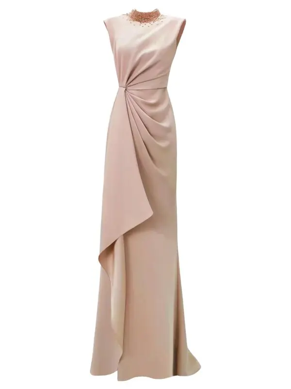 GEMY MAALOUF Embellished-collar Maxi Dress - Neutrals