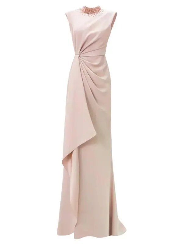 GEMY MAALOUF Embellished-collar Maxi Dress - Pink
