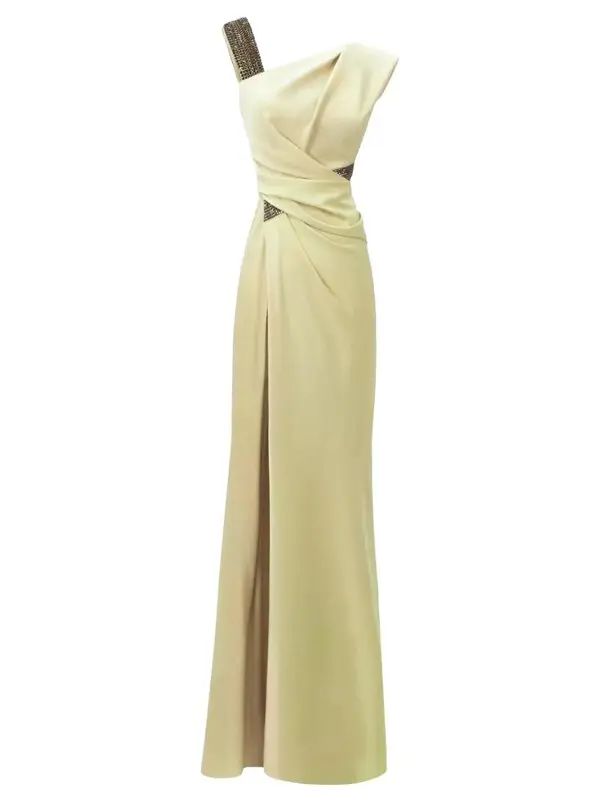 GEMY MAALOUF Embellished Asymmetrical Maxi Dress - Neutrals