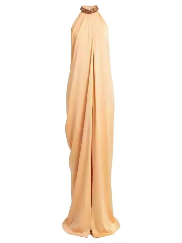 GEMY MAALOUF Beaded-collar Gown - Orange