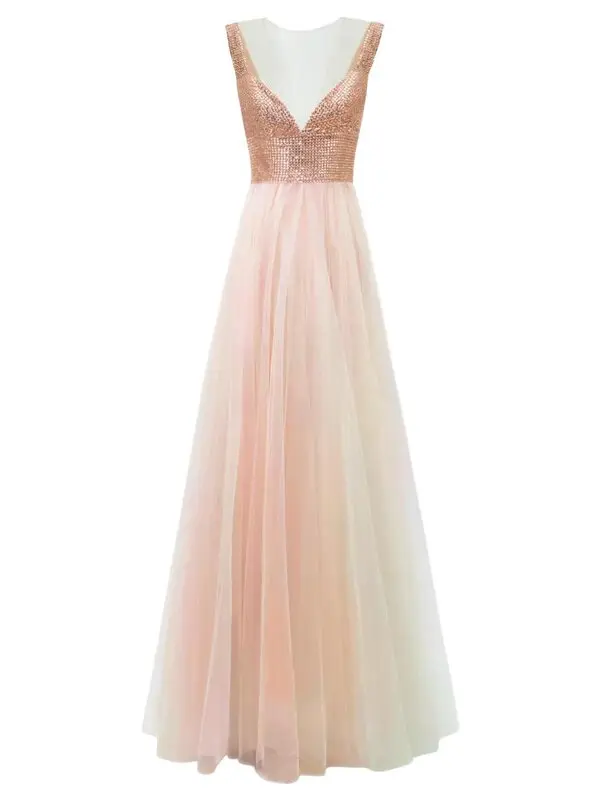 GEMY MAALOUF Embellished Corset Tulle Gown - Pink