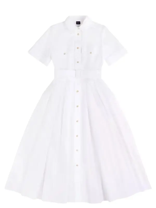 FAY Buttoned Shirt Midi Dress - White