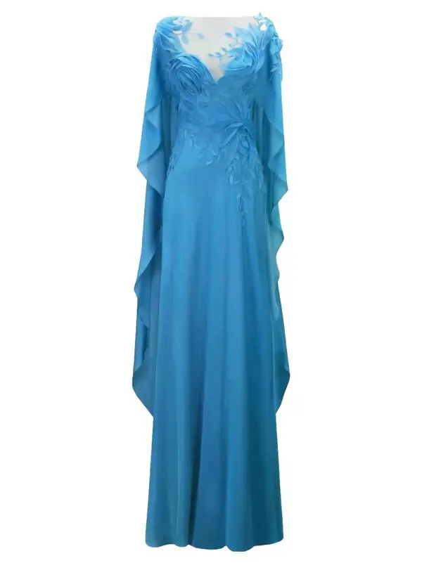 GEMY MAALOUF Ruffled Cape Dress - Blue