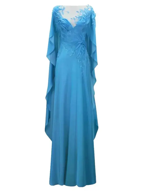 GEMY MAALOUF Ruffled Cape Dress - Blue