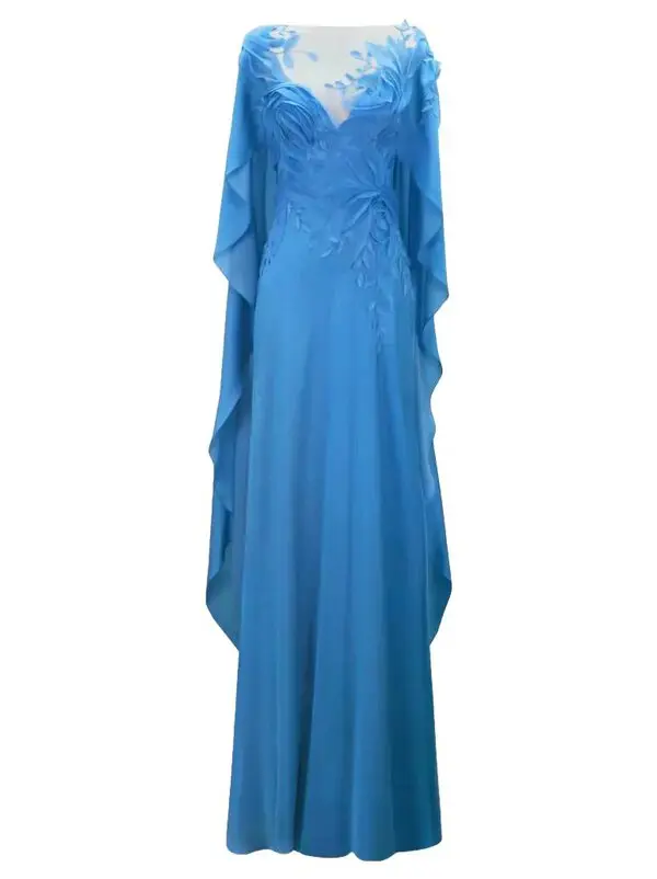 GEMY MAALOUF Ruffled Cape Dress - Blue