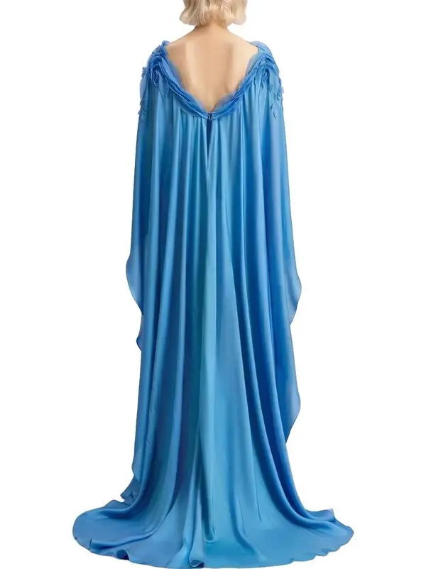 GEMY MAALOUF Ruffled Cape Dress - Blue