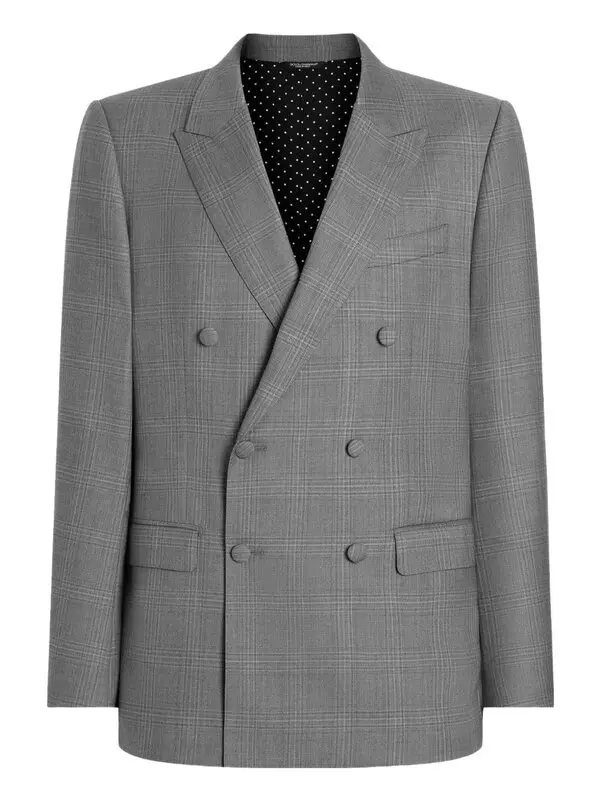Dolce & Gabbana Checked Double-breasted Jacket - Grey
