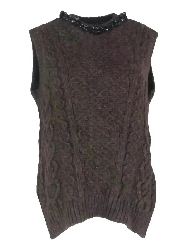 Simone Rocha Bead-embellished Cable-knit Vest - Brown