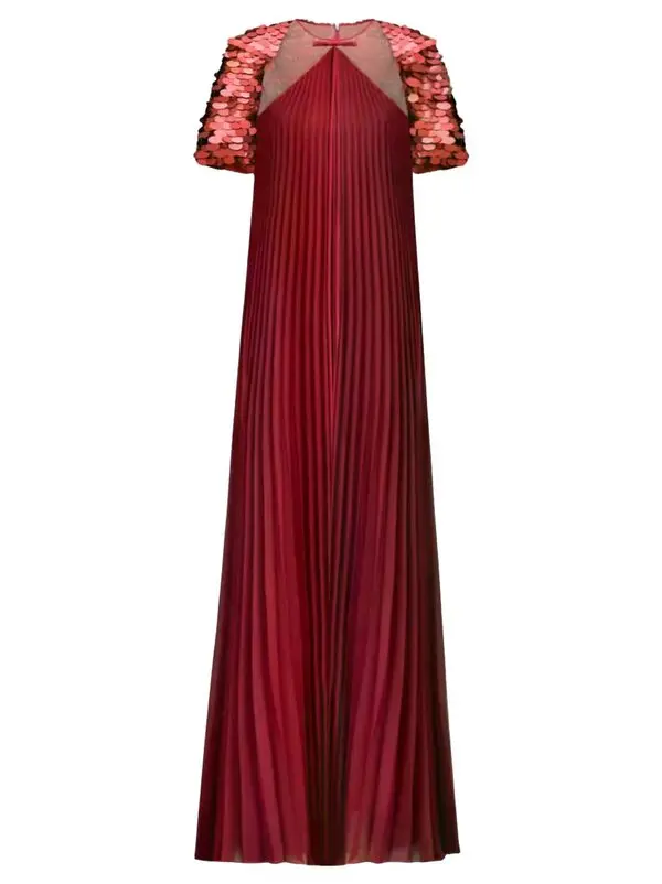 GEMY MAALOUF Halterneck Plissé Maxi Dress - Red