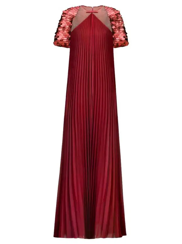 GEMY MAALOUF Halterneck Plissé Maxi Dress - Red
