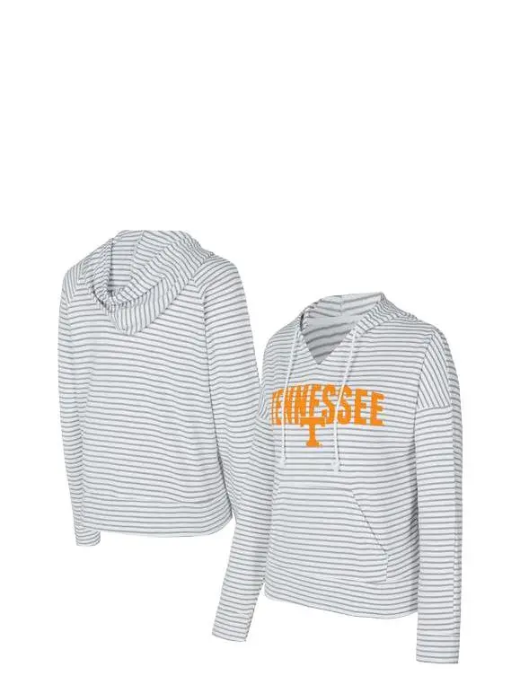 CONCEPTS SPORT French Terry Striped V-neck Pullover Hoodie - White