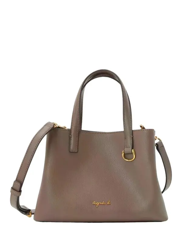 AGNES B. Christelle Top Handle Leather Tote Bag - Brown
