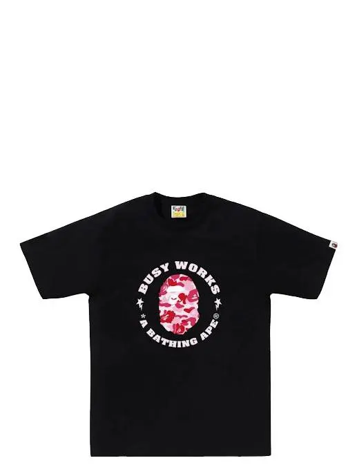 A BATHING APE Abc Camo Busy Works Sta Tee Shirt - Black/pink