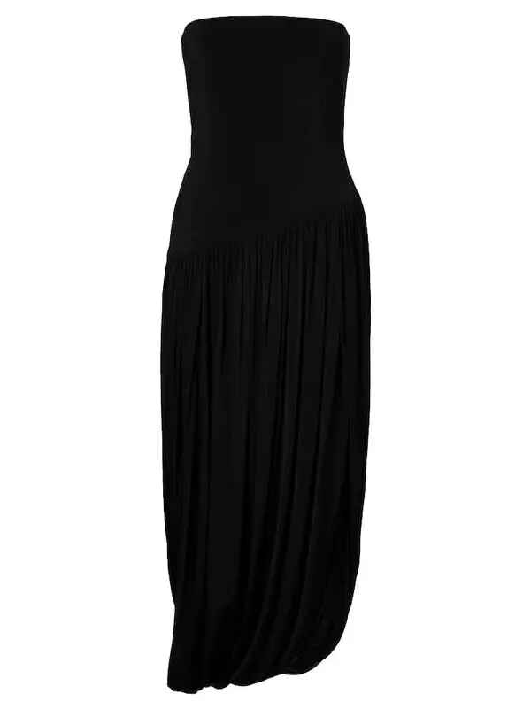 FERRAGAMO Draped Bustier Dress - Black