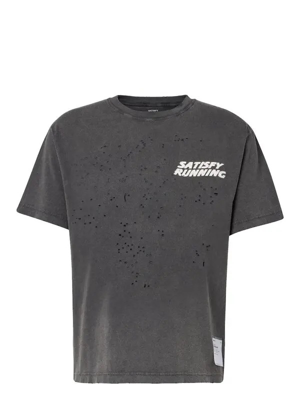 Satisfy Mothtech Distressed Cotton Jersey T-shirt - Grey