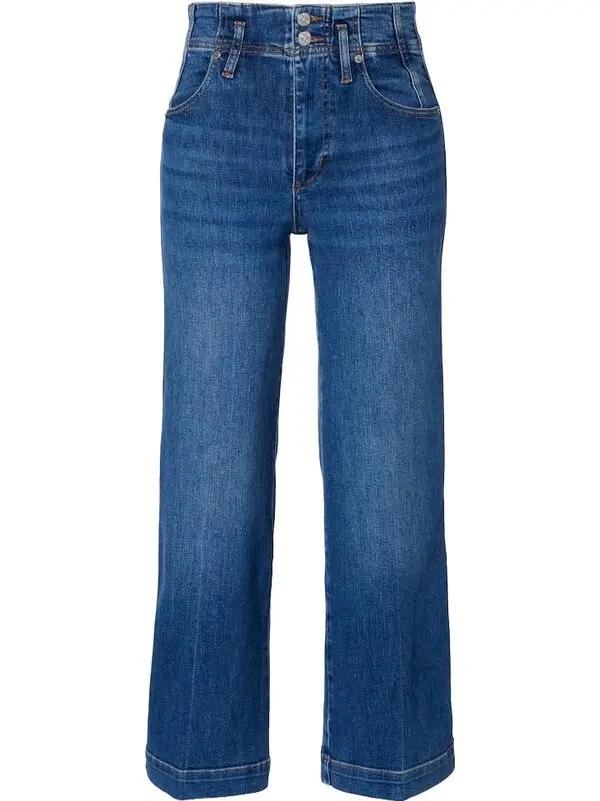 FRAME Seamed Cropped Wide-leg Jeans - Blue