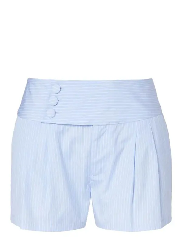 FRAME Harbor Striped Cotton Poplin Shorts - Blue