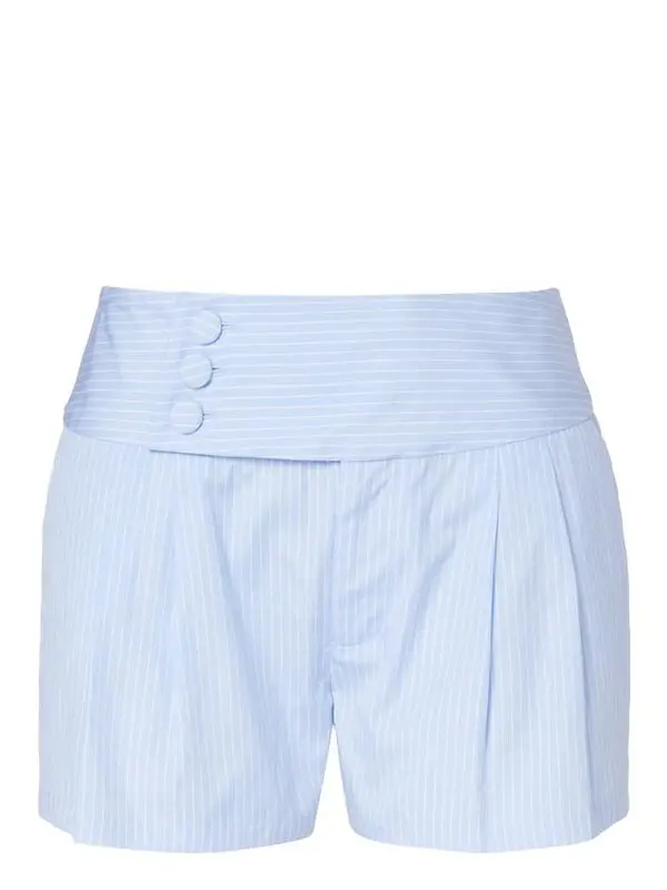 FRAME Harbor Striped Cotton Poplin Shorts - Blue