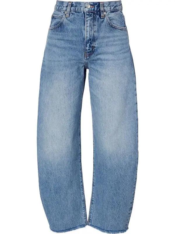 FRAME Bubble Cropped Barrel-leg Jeans - Blue