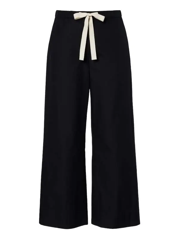 Max Mara Cotton Cropped Wide-leg Pants - Black