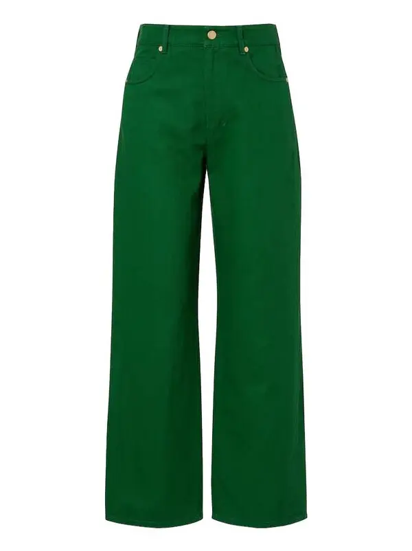 Max Mara Onorata Cotton And Linen Wide-leg Pants - Green