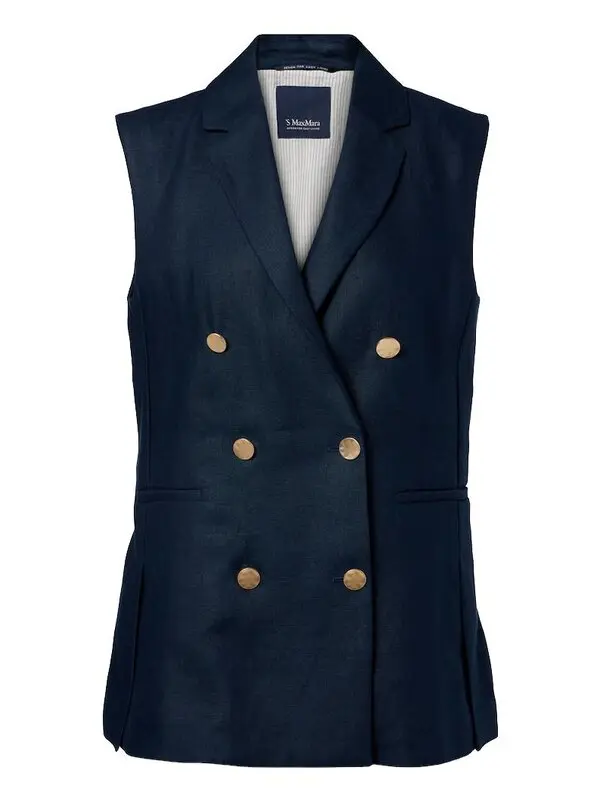 Max Mara Bird Linen Vest - Blue