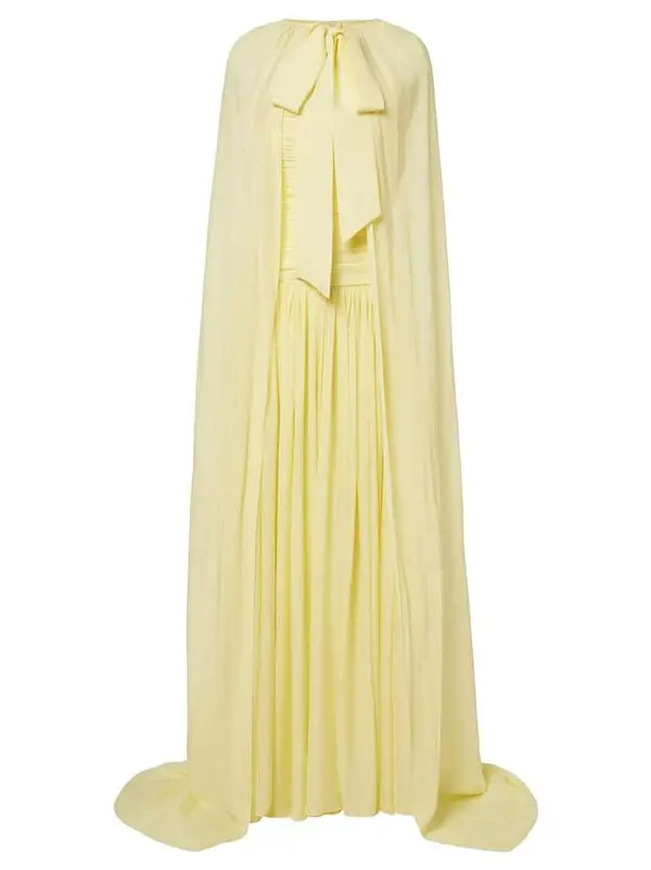 LA FUORI Butter Draped Caped Gown - Yellow