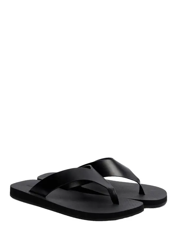 THE ROW Dune Leather Thong Sandals - Black