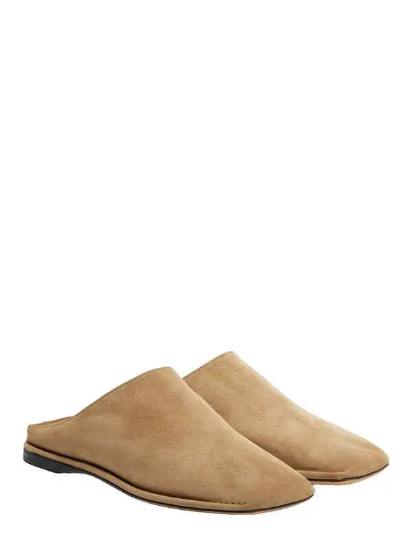 THE ROW Piper Suede Mules - Beige