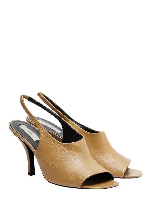 TOTEME Leather Slingback Sandals - Beige