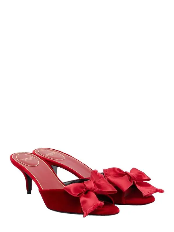 Valentino Garavani Marie A Bow-detail Velvet Mules - Red